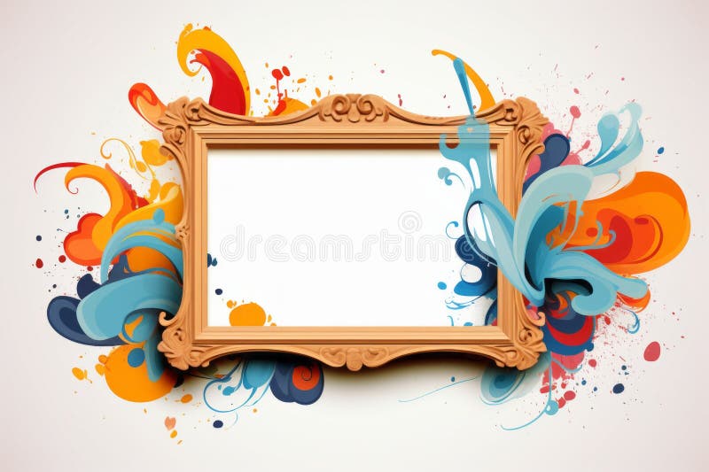 An Empty Frame with Colorful Paint Splatters on it Stock Illustration ...
