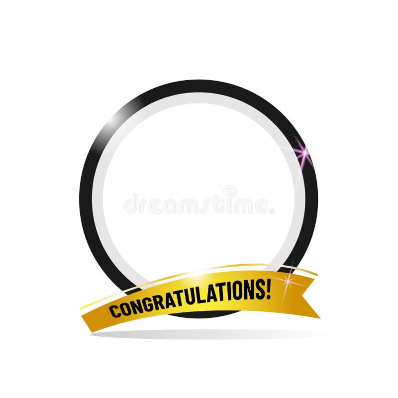 Empty Frame with Congratulation Ribbon Vector Isolated on White ...