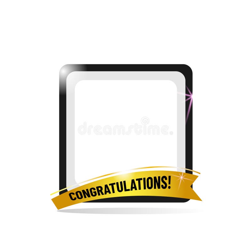 Empty Frame with Congratulation Ribbon Vector Isolated on White ...