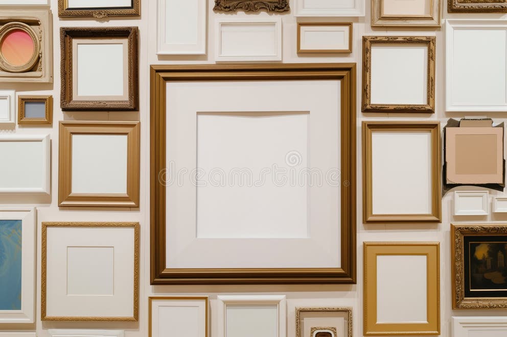 Empty Frame among a Gallery Wall of Varioussized Frames, No Artwork ...