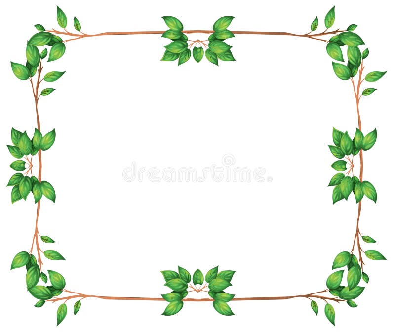 An Empty Frame with Green Leafy Borders Stock Vector - Illustration of ...