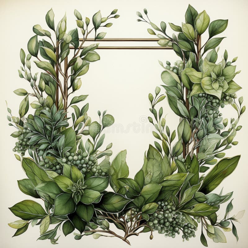 Empty Frame with Greenery Elements, Created with Generative AI Stock ...