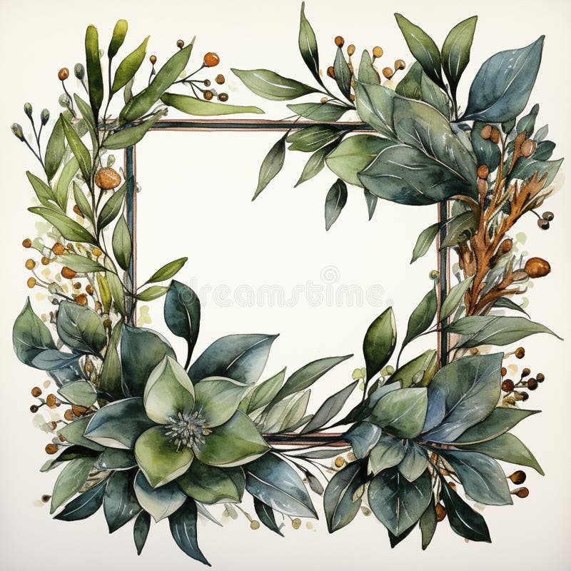 Empty Frame with Greenery Elements, Created with Generative AI Stock ...