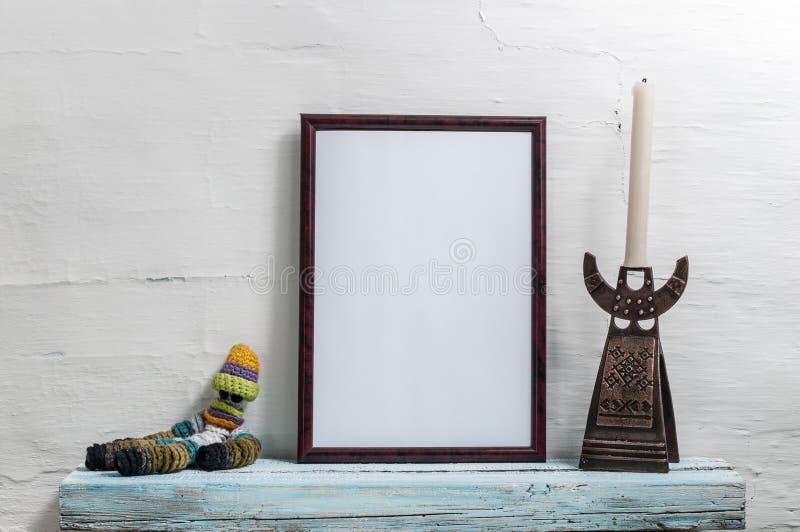 Empty Frame for an Inscription Stock Photo - Image of shelf, white ...