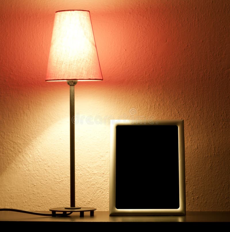 Empty frame and lamp stock photo. Image of design, background - 23098088