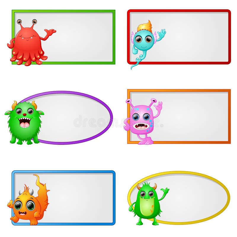Empty Frame with Little Monster Character Illustration Stock Vector ...