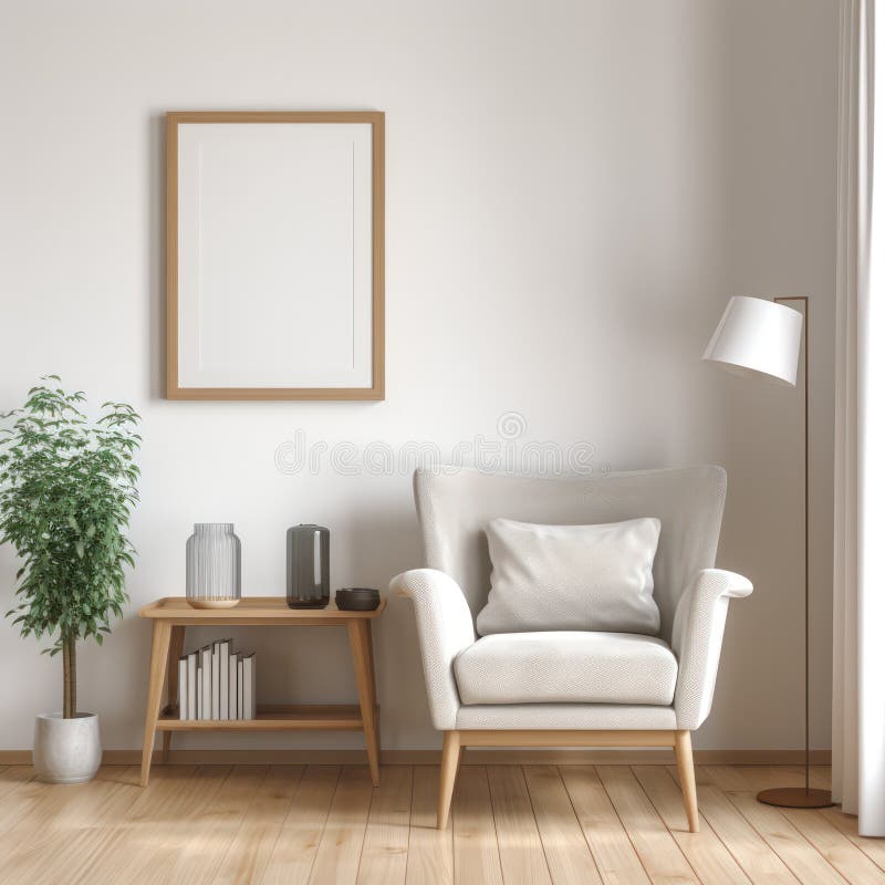 Empty Frame in a Living Room Interior with an Armchair Stock ...