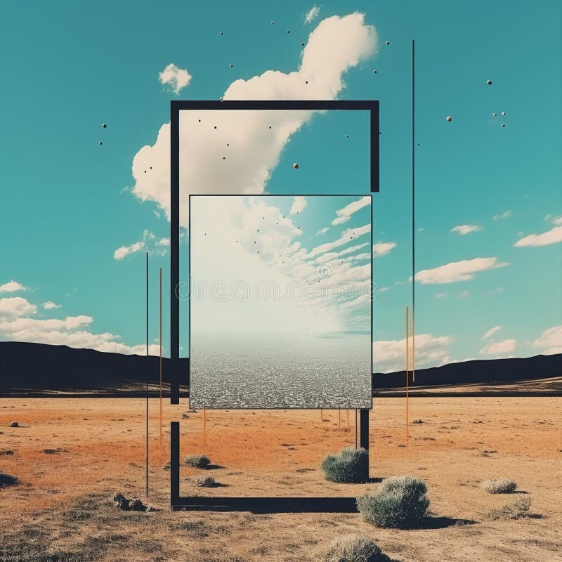 An Empty Frame in the Middle of a Desert Stock Illustration ...