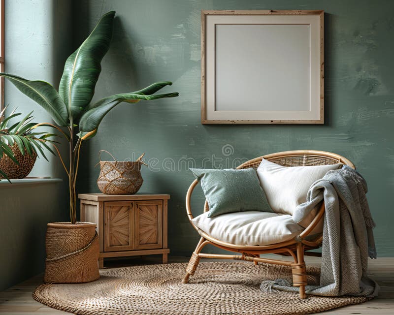 Empty Frame Mock-up, Blank Frame Template Stock Photo - Image of home ...