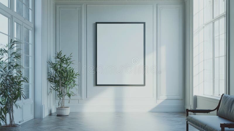 Empty Frame Mockup in Modern Interior Space with Natural Light Stock ...