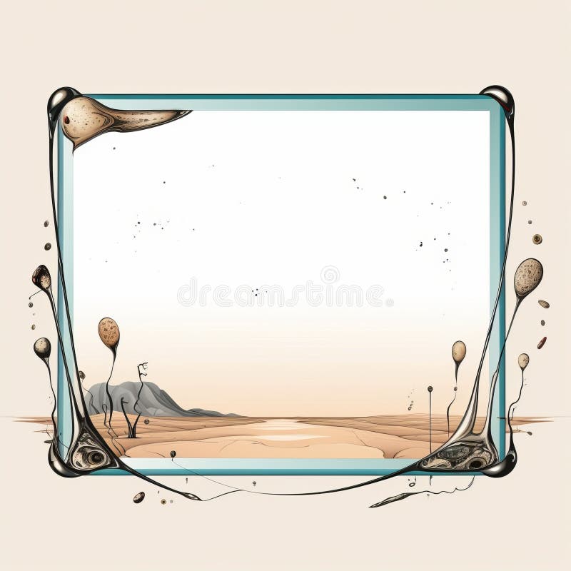 An Empty Frame with a Picture of a Desert Landscape Stock Illustration ...