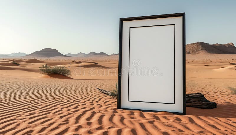 A Surreal Empty Frame Stands Alone in the Vast Desert Landscape at ...