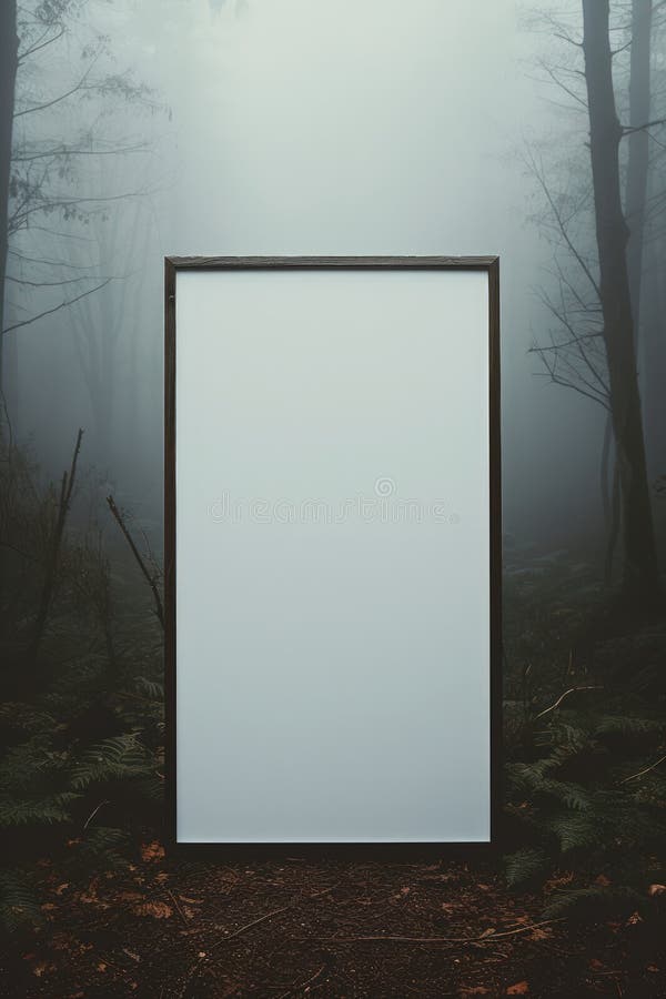 Empty Frame in the Tranquil Foggy Forest Stock Illustration ...