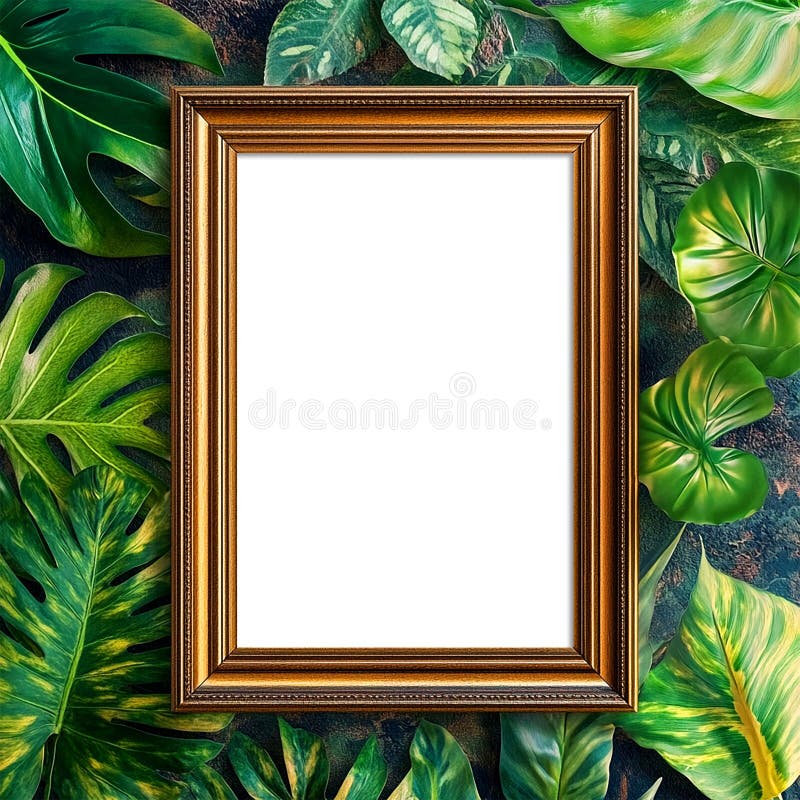 Empty Frame Tropical Leaves Background Perfect for Mockups Stock Illustration - Illustration of ...