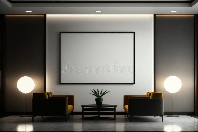 Empty Frame on the Wall in the Lobby of the Hotel or Office. Template ...