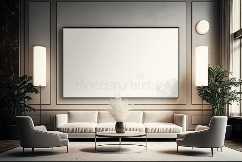 Empty Frame on the Wall in the Lobby of the Hotel or Office. Template ...