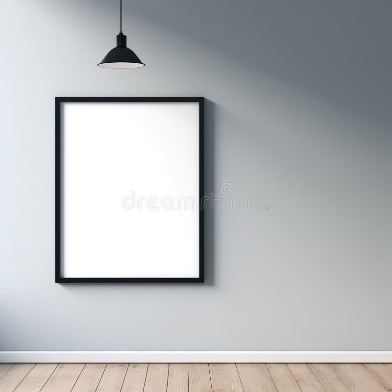 Modern Black Frames on Gray Wall. Mockup of Black Photo Frame with ...