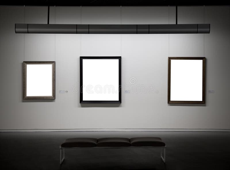 Empty Frames And Watch On Wooden Wall Stock Image - Image of photo ...