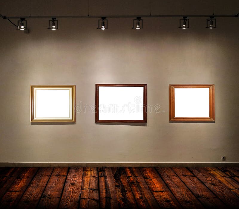 Empty Frames in Big Gallery Room Stock Photo - Image of museum, banner ...