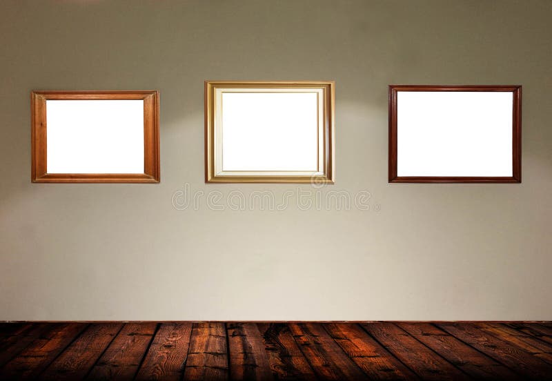 Empty Frames in Gallery Room Stock Photo - Image of artwork, drawing ...