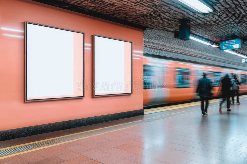 Empty Frames and Moving Train in Urban Subway Station Stock ...