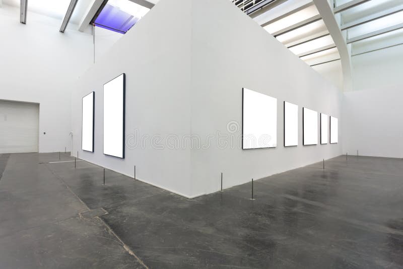 Empty frames in museum stock image. Image of illuminated - 35084045
