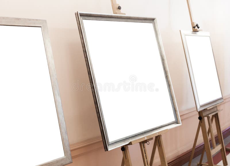 Blank Empty Frames on Painting Easel, Background Stock Image - Image of ...