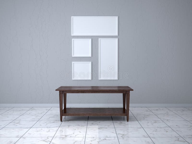 Empty Frames in a Room with a Wooden Table. Stock Illustration ...