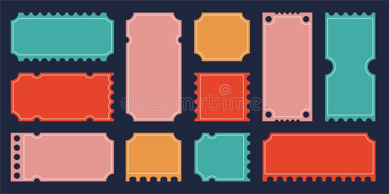 Empty Frames with Stabbing, Tickets and Coupons Shapes, Colorful Text ...