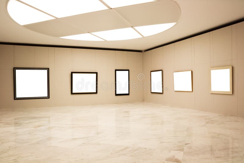 A Illustration of a Empty Museum Room with Frames Stock Illustration ...