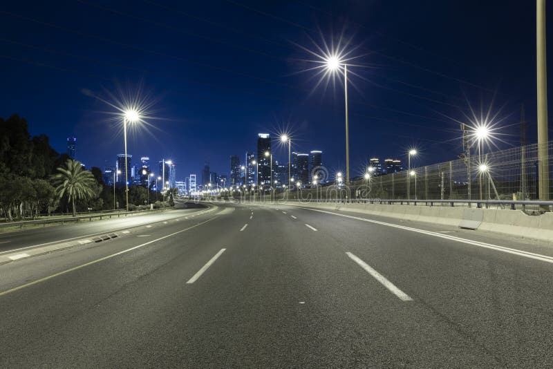 Empty freeway at night stock image. Image of marking - 78822357