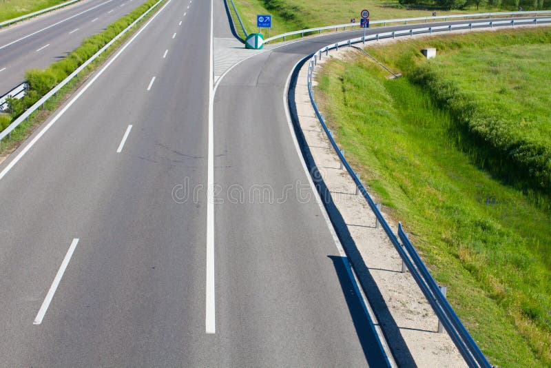 Empty freeway road stock image. Image of lane, sign, arrow - 40725925