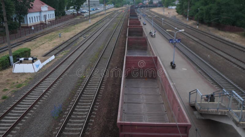 Empty Freight Train Slowly Moving Stock Image - Image of wagon ...