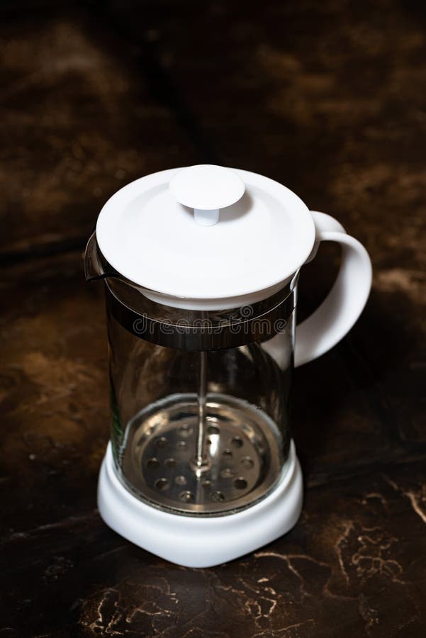 Empty French Press for Brewing Tea and Coffee, Top View Stock Image ...