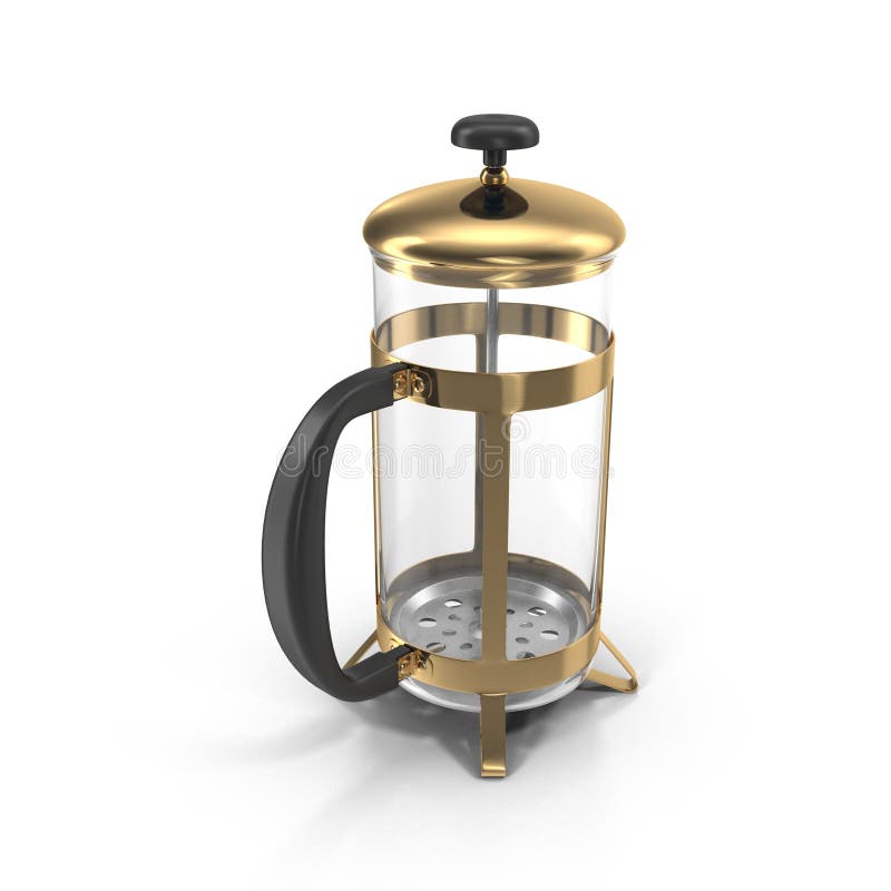 Empty French Press Coffee Maker on White. 3D Illustration Stock ...