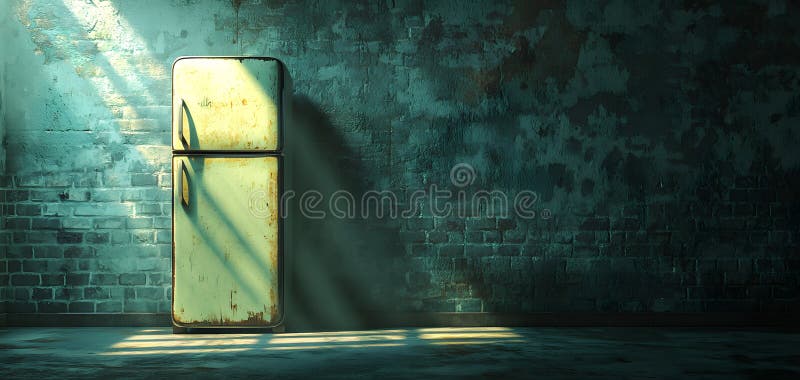An Empty Fridge in a Dim Room Illuminated by Soft Light: a Reflection ...