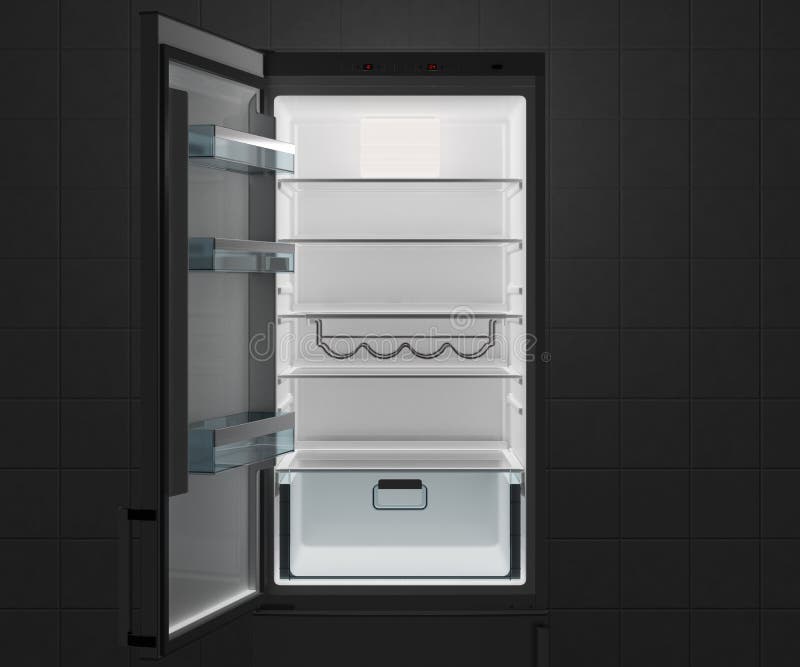 Empty Fridge with Open Door Stock Illustration - Illustration of empty ...