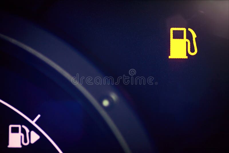 Fuel Low Warning on Gauge with Red Light Icon Alert Sign Showing Oil ...