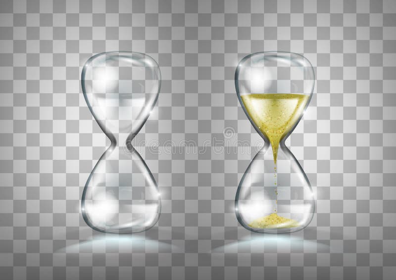 Empty and Full Gold Glitter Transparent Hourglass Stock Vector ...
