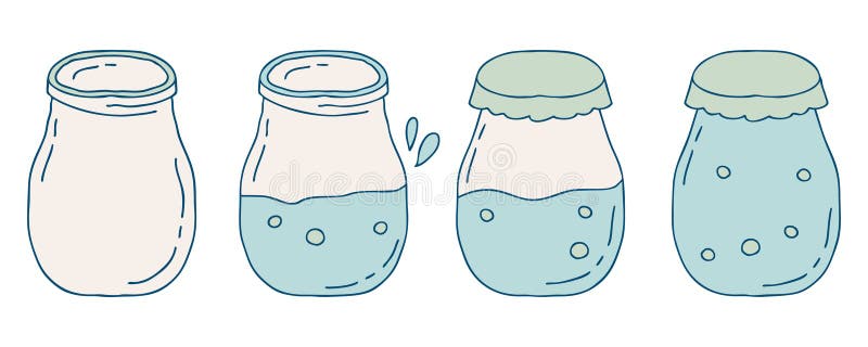 Empty, Full and Half-full Glass Jars of Water Illustration Set. Vector ...