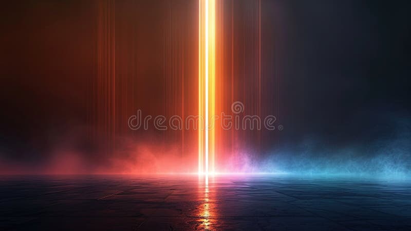 Empty Futuristic Dramatic Sci-fi Scene. Reflection of Neon Lights on ...