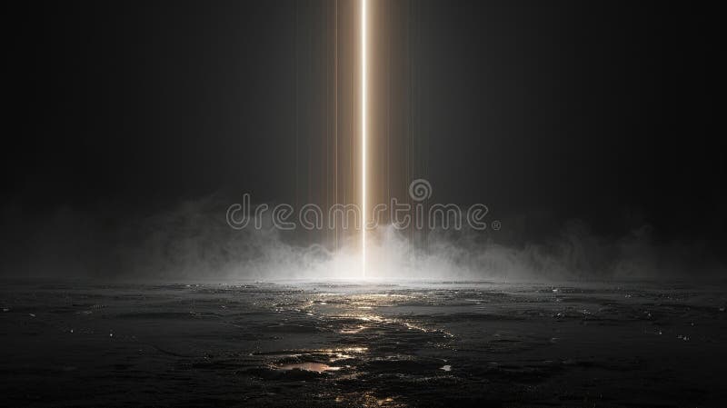 Empty Futuristic Dramatic Sci-fi Scene. Reflection of Neon Lights on ...