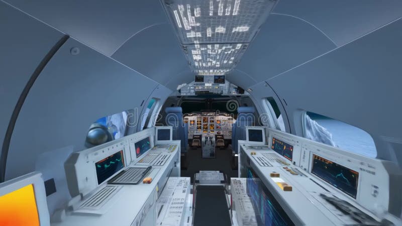 Empty Futuristic Spaceship Cockpit Flying through Space Stock Video ...