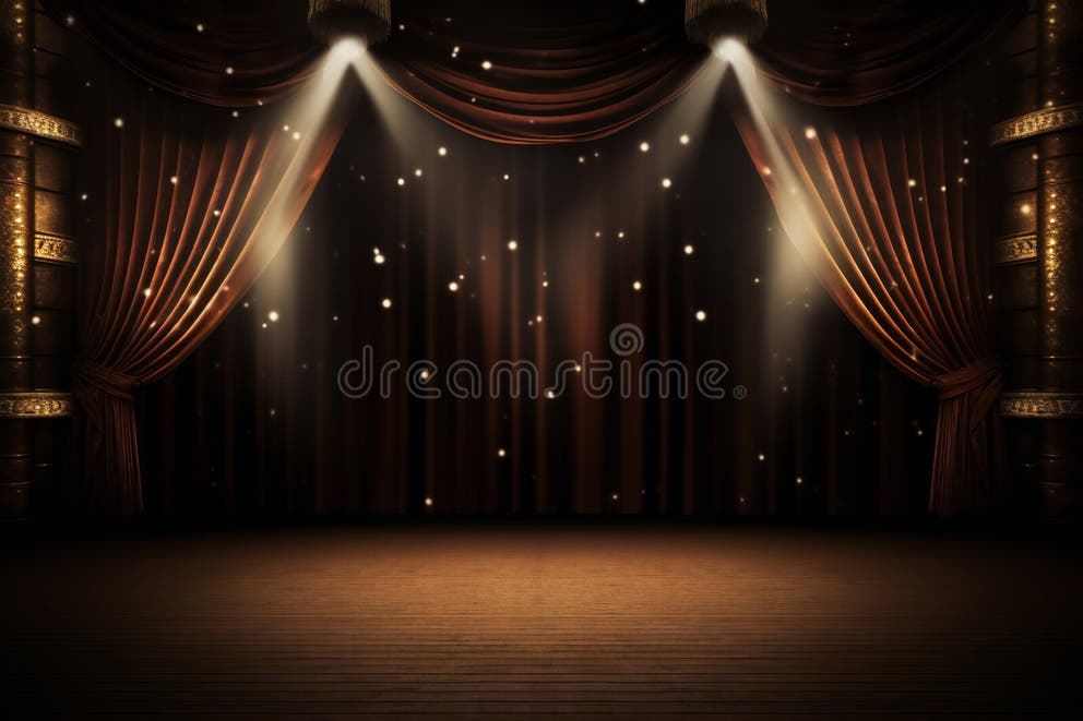 Empty Gala Theater Stage Background Stock Illustration - Illustration ...