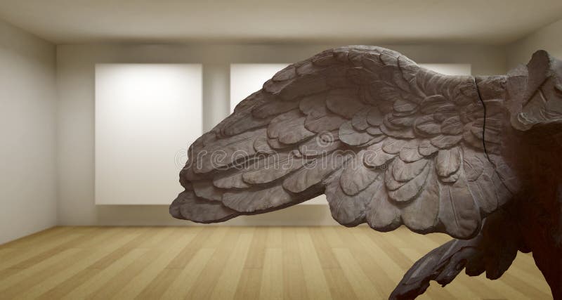 Wing, Empty Gallery, 3d Room with Greek Sculture, Ancient Statue Stock ...