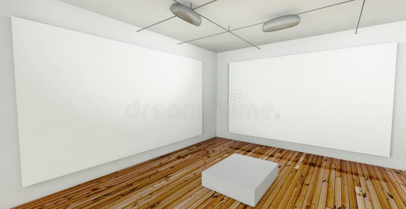 Empty Gallery, Hall with Frames Stock Illustration - Illustration of ...