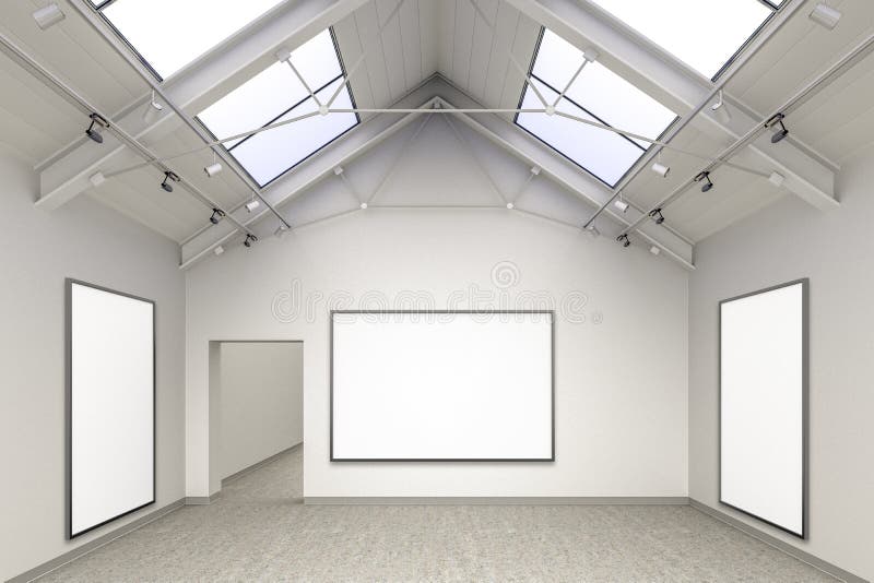 Empty gallery interior stock illustration. Illustration of painting ...