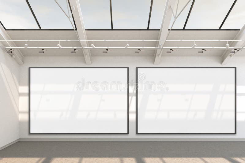 Empty gallery interior stock illustration. Illustration of mock - 187098313