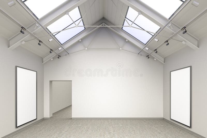 Empty gallery interior stock illustration. Illustration of canvas ...