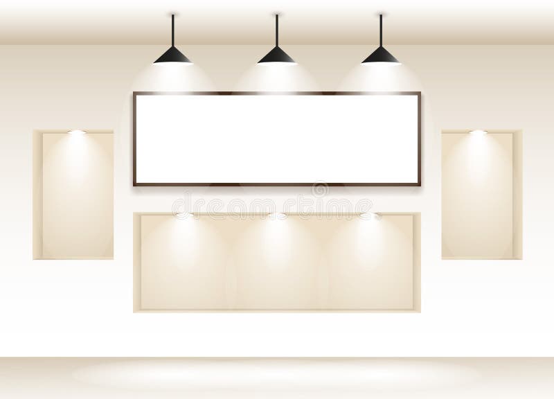 Empty Gallery Interior with Frame on Wall for Product Sales by Vector Design Stock Vector ...